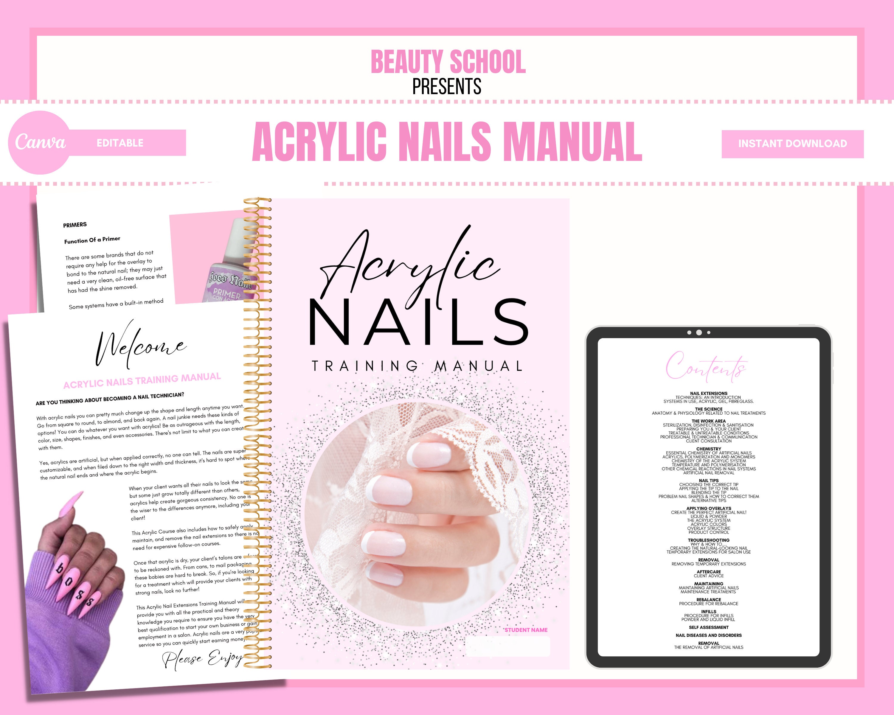 Acrylic Nails Manual, Nail Extensions Training Guide, Acrylic Nail ...