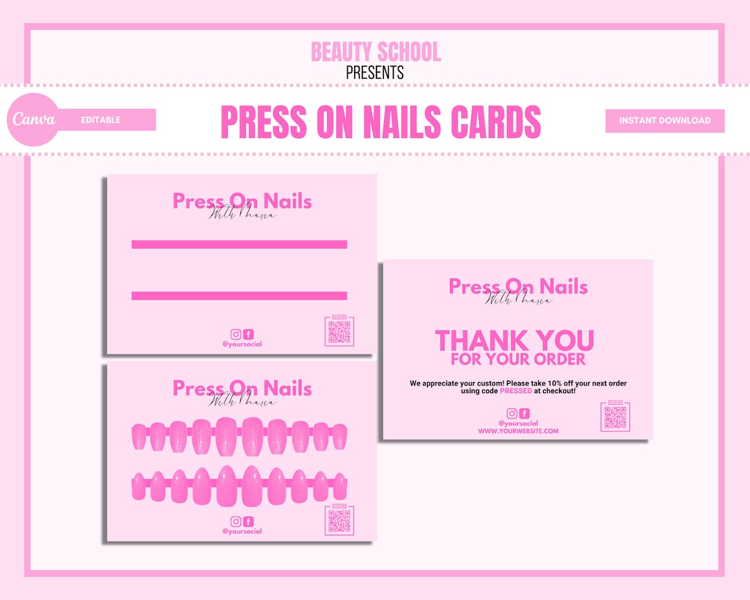 Press on Nails, Press on Nails Card Template, Stick the Nails on the ...