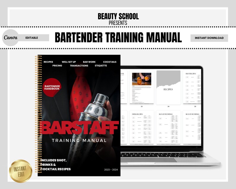 Bartender Training Manual, Bar Staff, Standard Operating Procedures for Employees, Employee ...