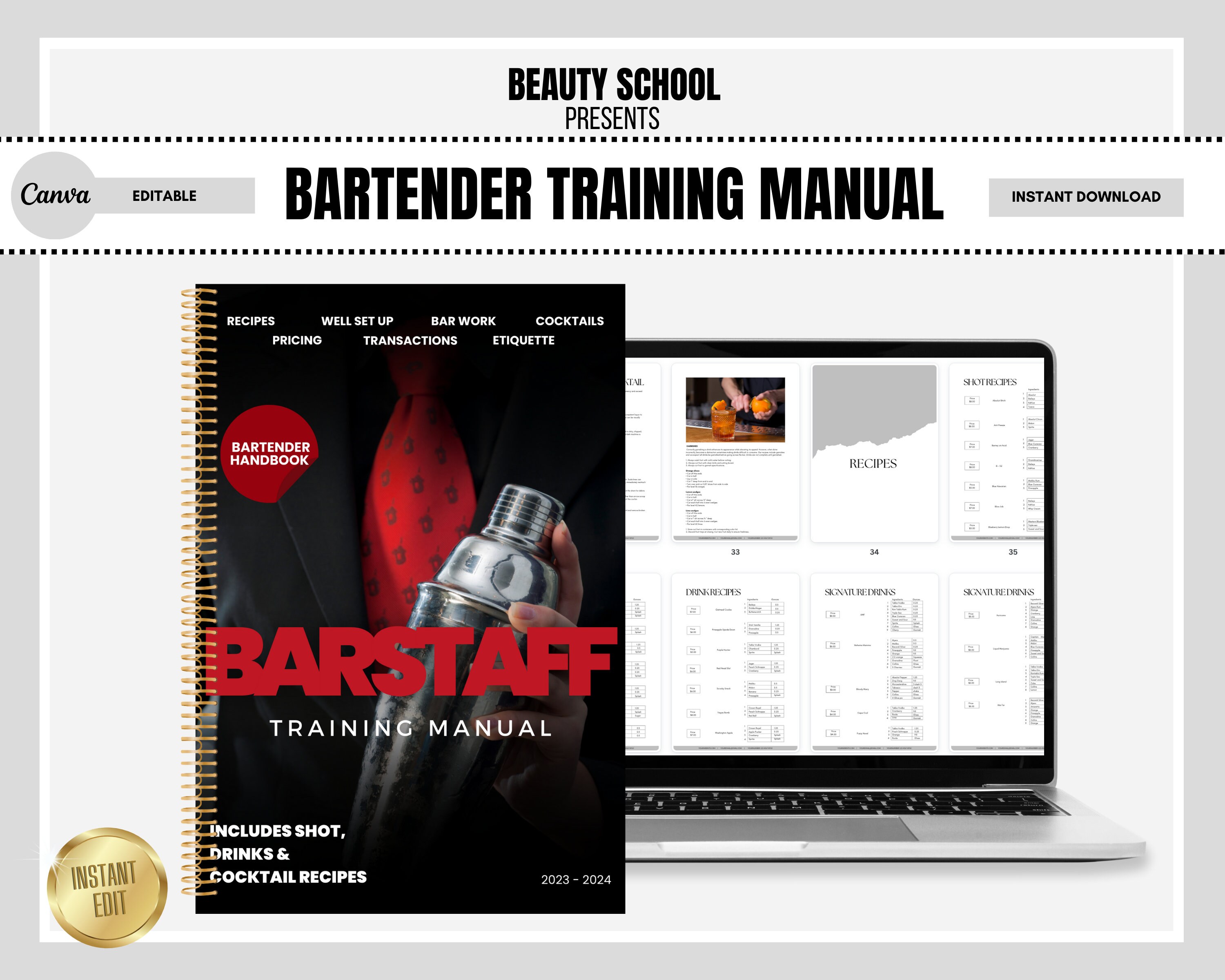 Bartender Training Manual, Bar Staff, Standard Operating Procedures for ...