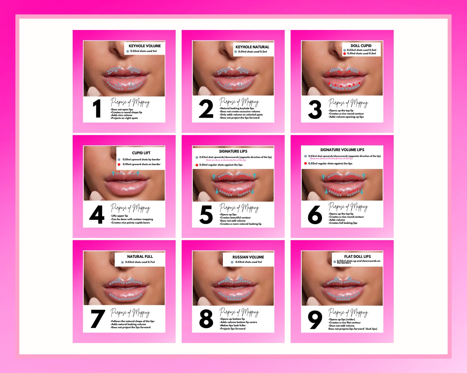 Hyaluron Pen Flyer Lip Maps, Lip Mapping Guides, Techniques, Russian ...