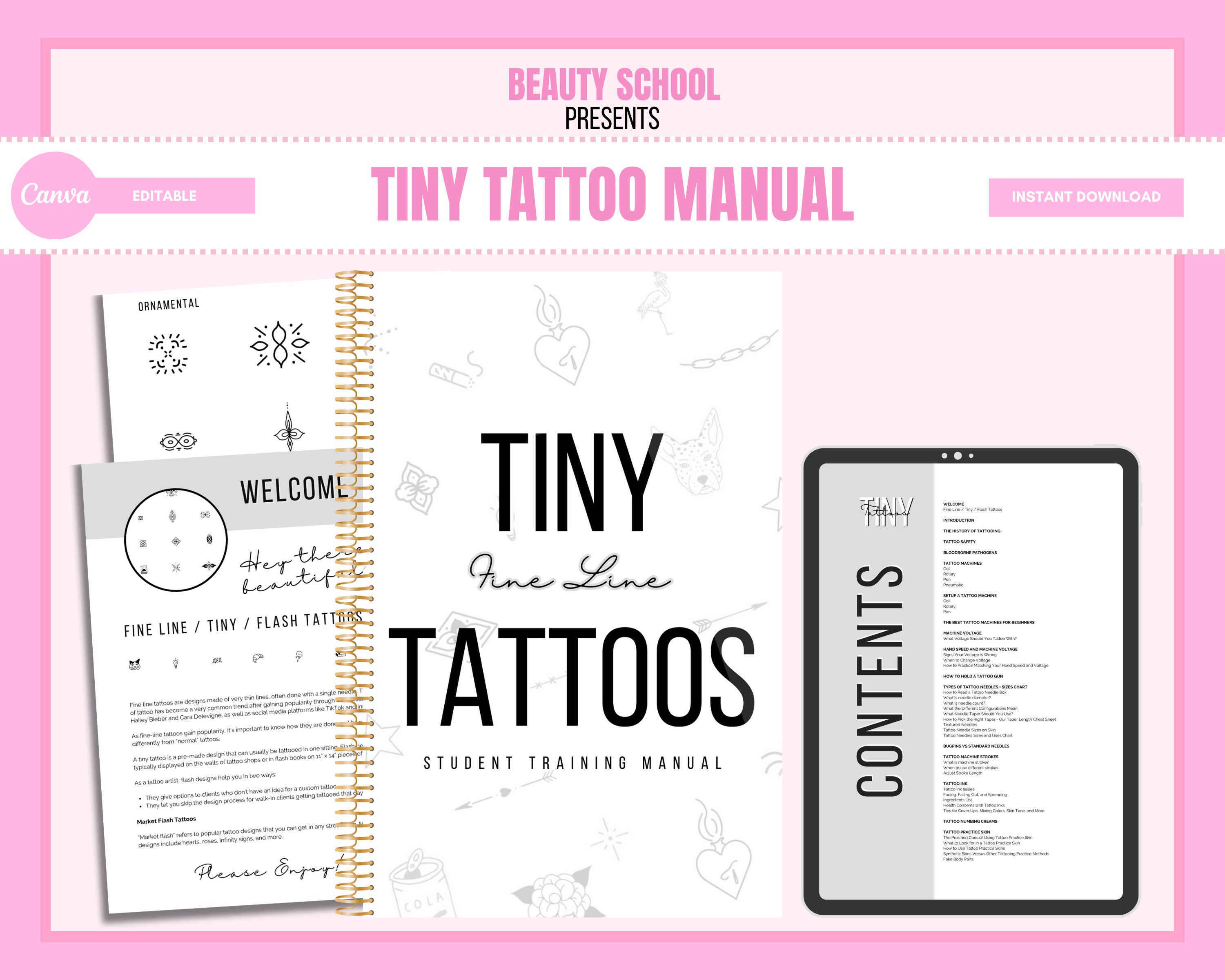 Tiny Tattoo Manual, Fine Line Tattoo Training Guide, Student Training ...