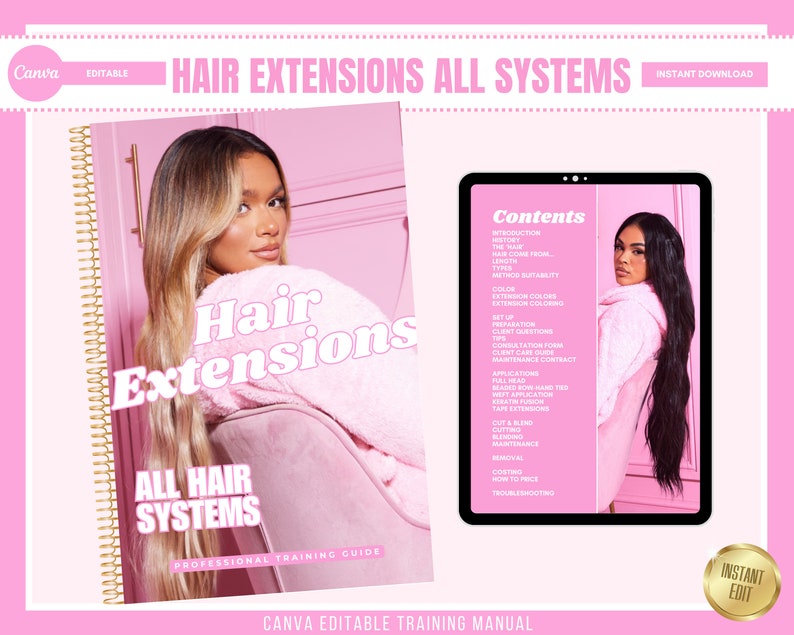 Hair Extensions Training Manual, All Systems, Methods (canva Ebook) - Etsy