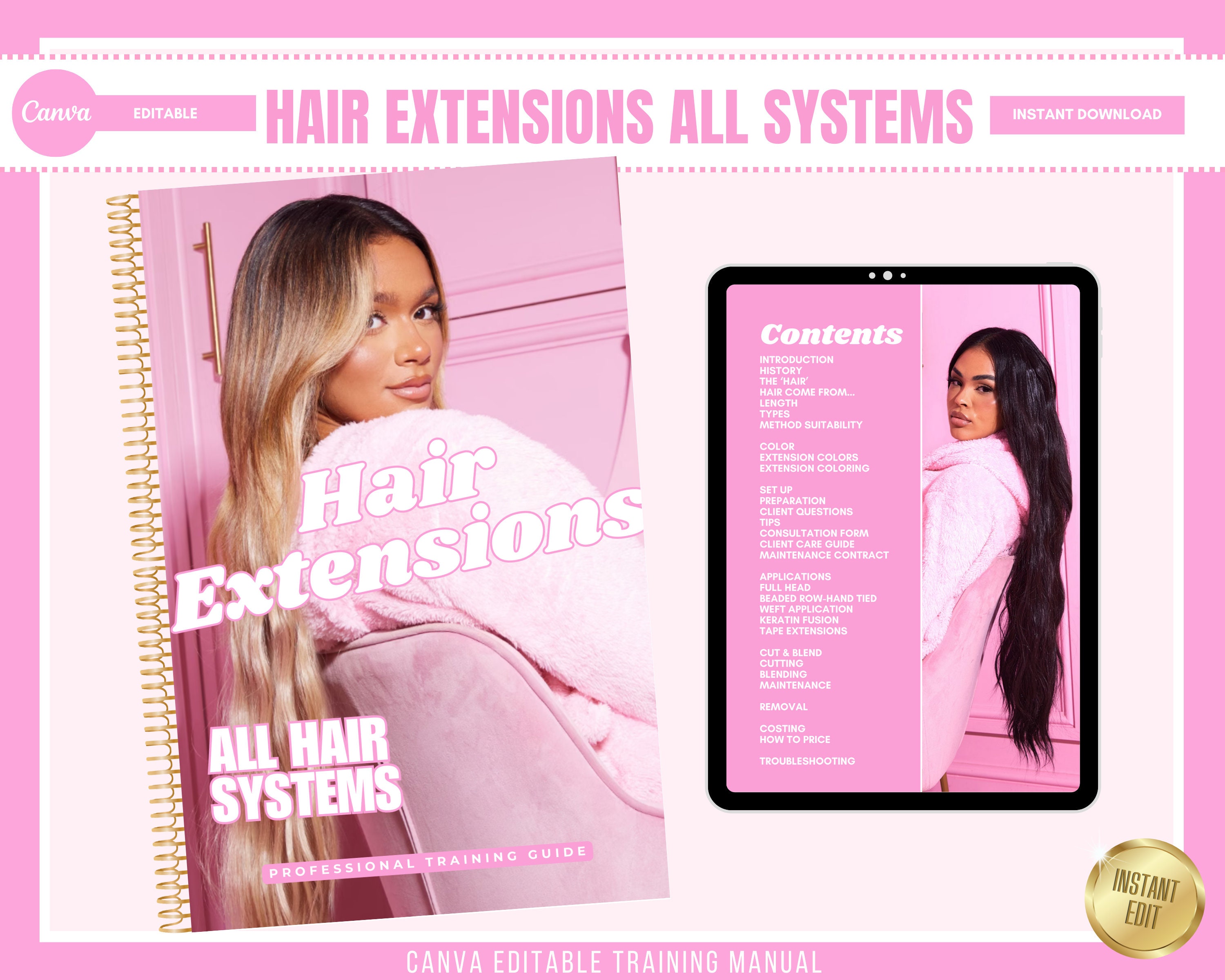 Hair Extensions Training Manual, All Systems, Methods (canva Ebook) - Etsy