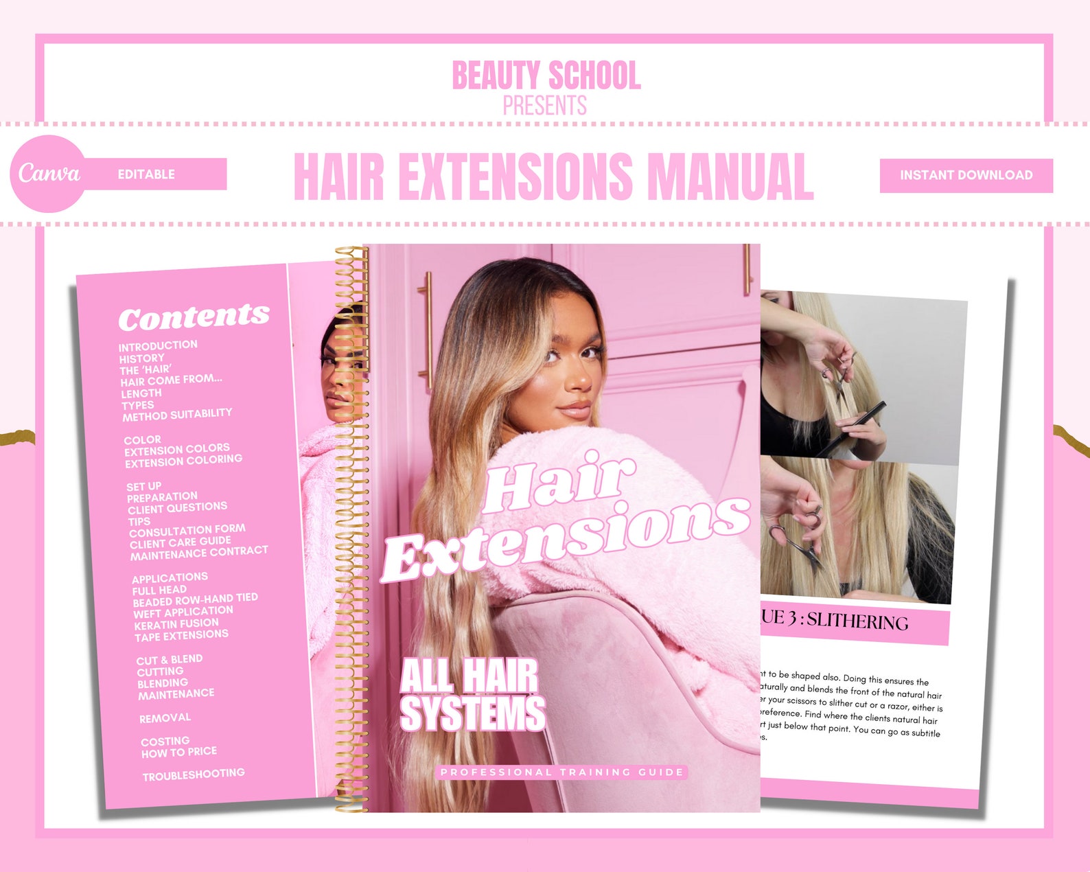 Hair Extensions & Braiding Training Manual, Editable in Canva (PDF ...
