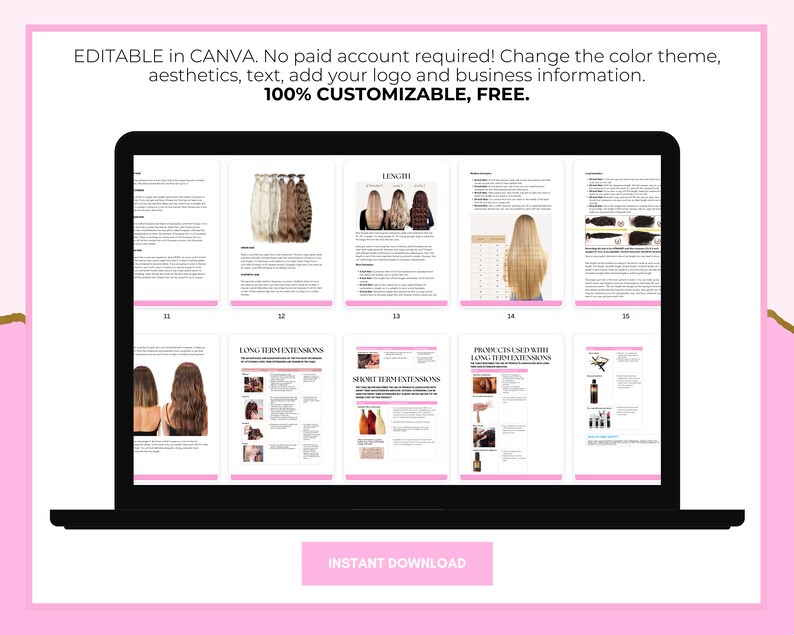 Hair Extensions & Braiding Training Manual, Editable in Canva (PDF ...