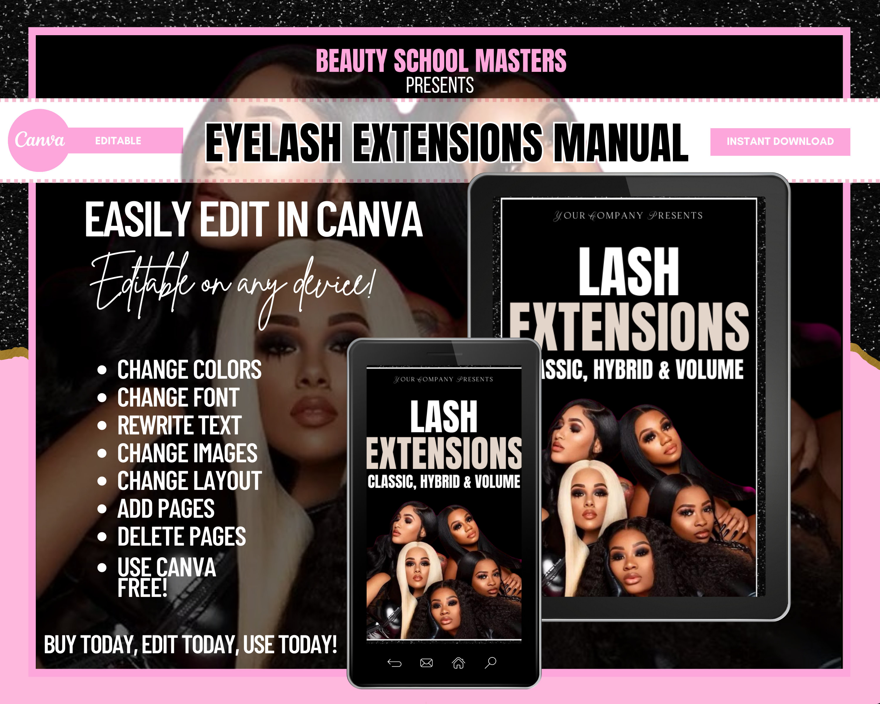 Lash Manual, Canva Editable Training Manual, Classic, Volume, Hybrid, Eyelash Extensions, Ebook ...