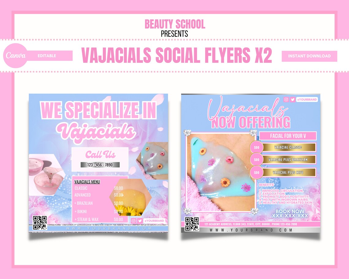 Vajacials Flyer Templates, Social Flyers, Vajacials, Waxing ...