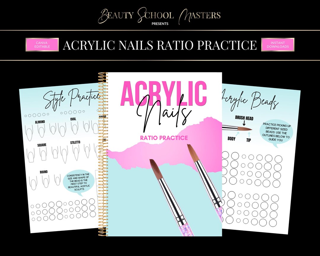 Acrylic Nails Practice Sheets, Bead Ratio Workbook (canva Edit) - Etsy