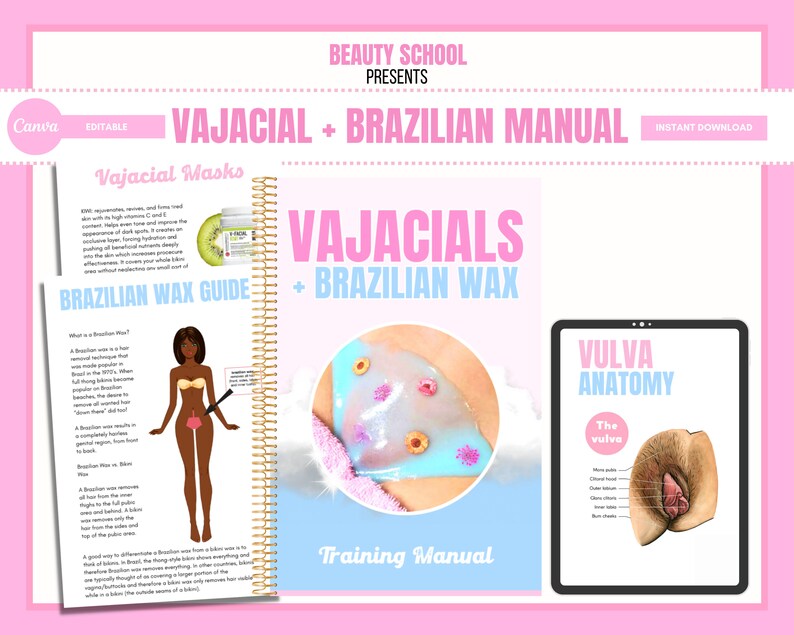 Vajacials Deluxe Training Course, Flyers, Forms, Training Manual, Includes Brazilian Waxing ...