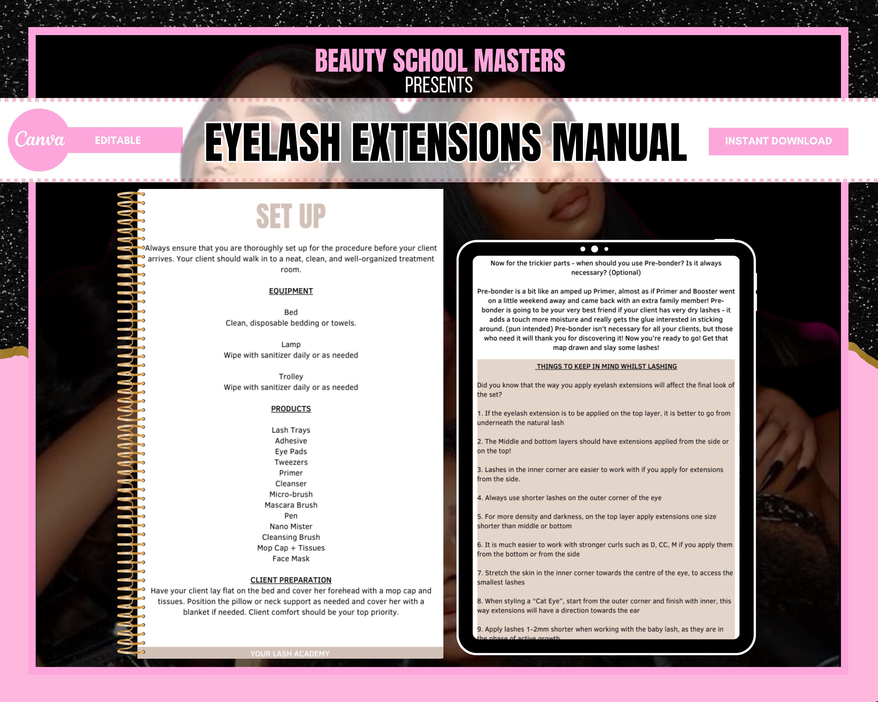 Lash Manual, Canva Editable Training Manual, Classic, Volume, Hybrid ...