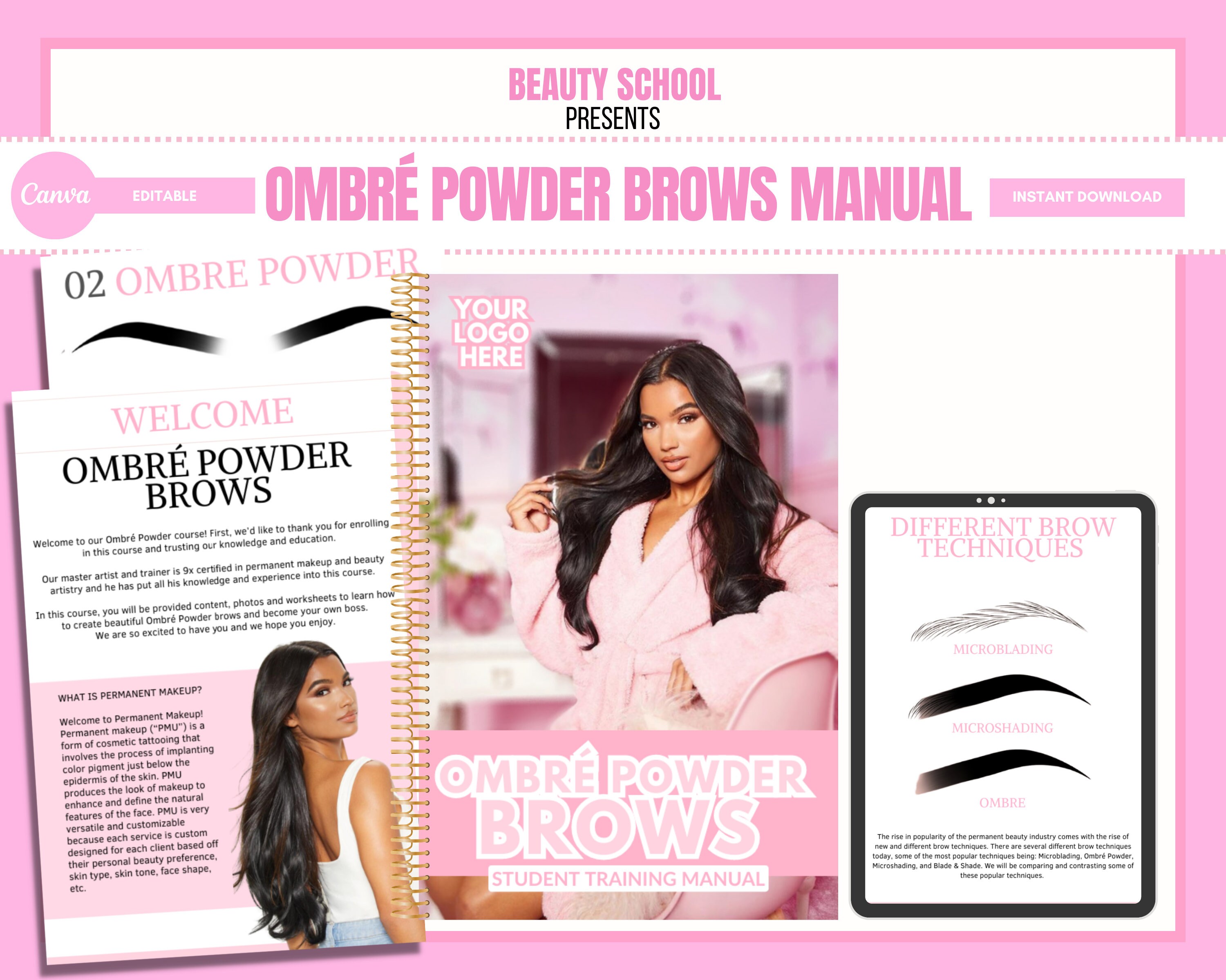 Powder Ombre Brows Manual, Ombre Brow Training Guide, Student Training Manual, Learn or Teach ...