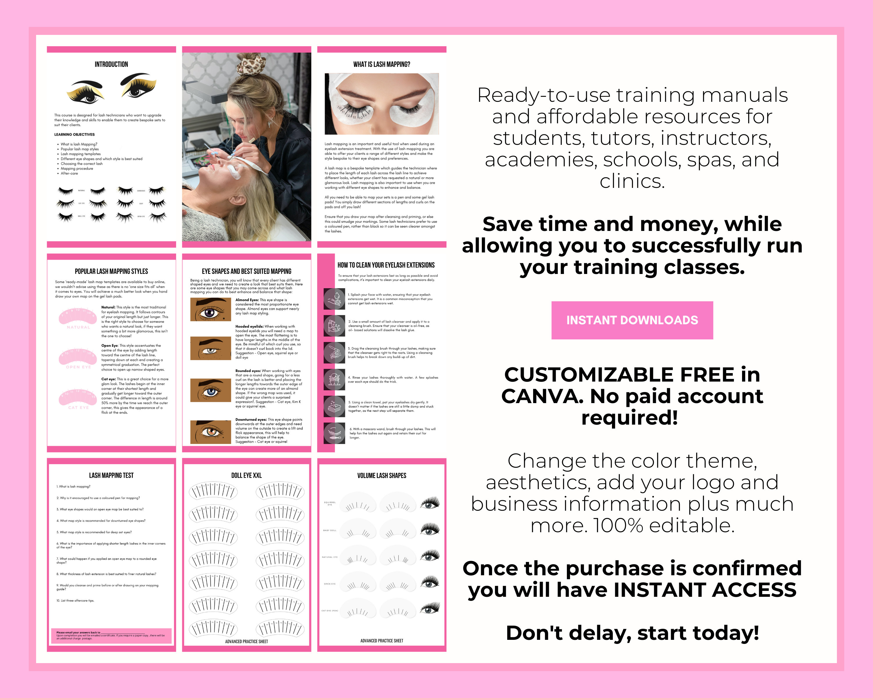 Lash Mapping Workbook, Lash Mapping Forms, Eyelash Extensions Practice ...
