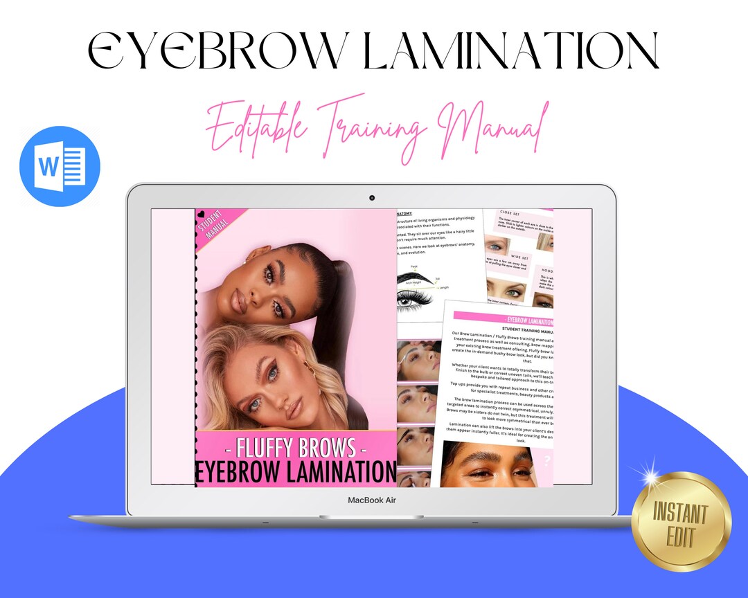 Brow Lamination Training Manual, Eyebrows Lamination, Esthetician, Brows Kit, PDF, Editable ...