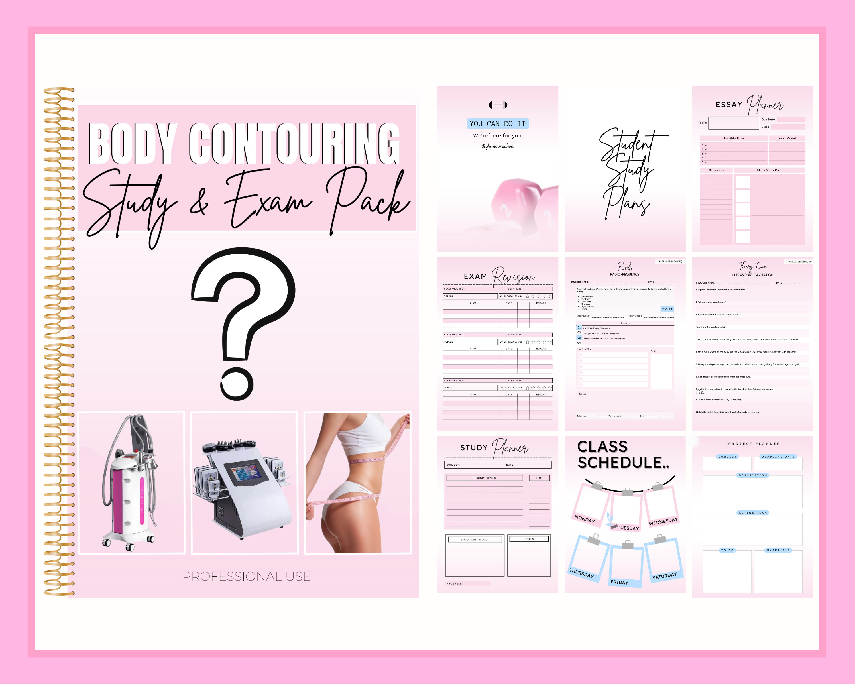 Body Contouring Student, Theory Exams, Workbook, Student Study Pack, Ultrasonic Cavitation, RF ...