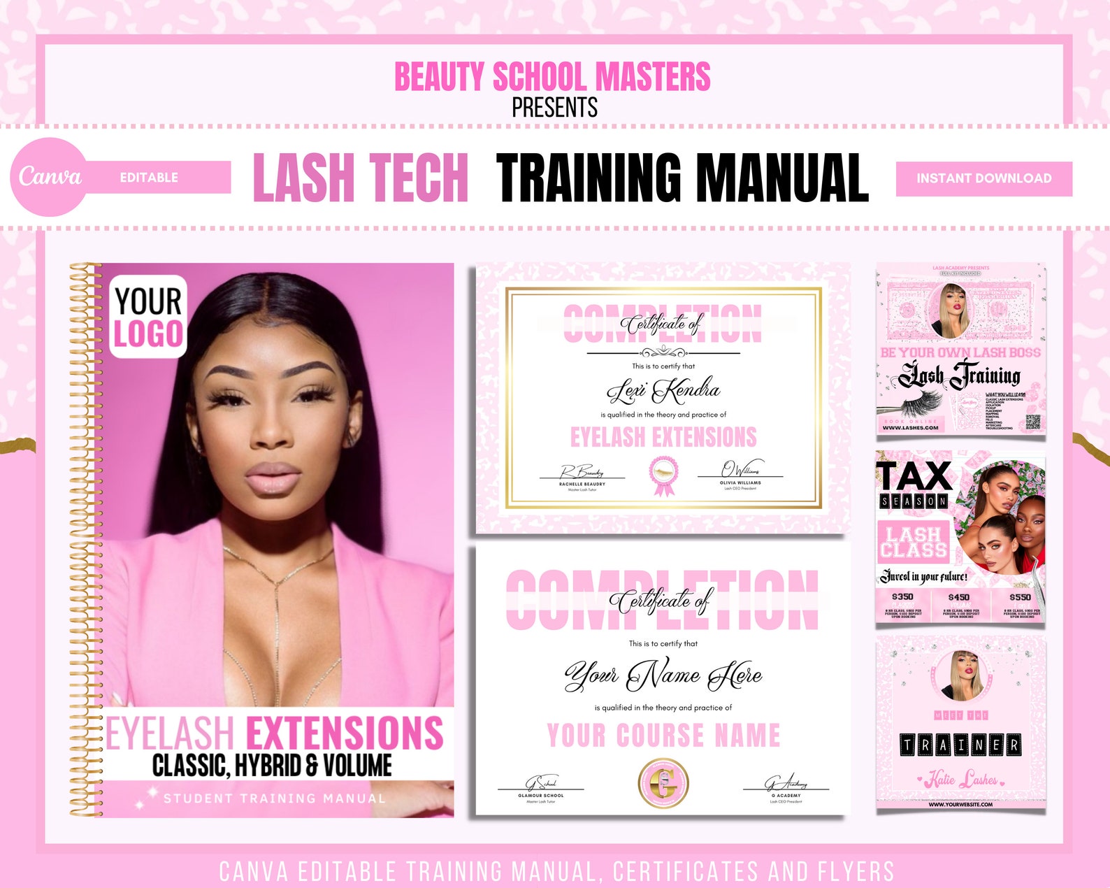 Lash Manual Custom, Canva Editable Training Manual, Classic, Volume ...