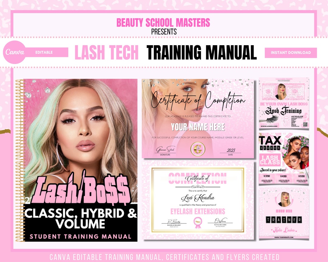 Eyelash Lash Manual Custom, Editable Training Manual, Classic, Volume ...