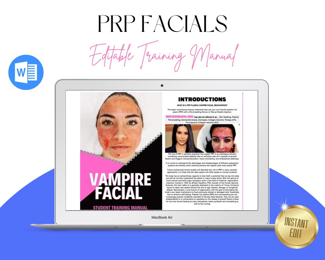 PRP Facials Training Manual, Vampire Facial, Aesthetics, PDF Ebook, Esthetician, Cosmetology ...