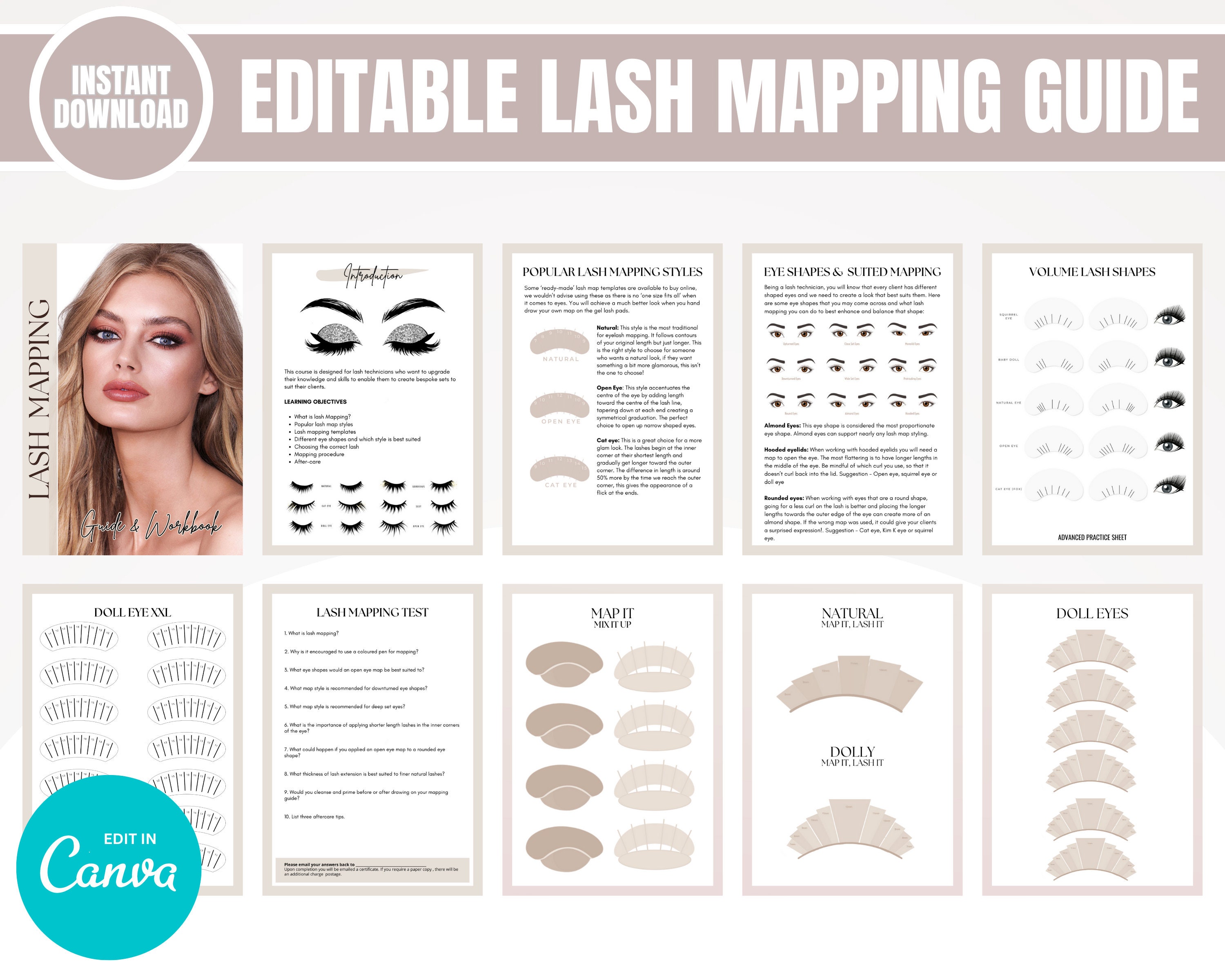 Lash Maps, Lash Mapping Editable Forms, Eyelash Extensions Practice ...