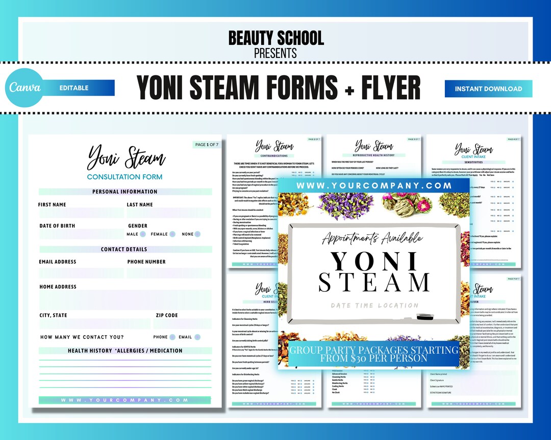 Yoni V Steam Forms, Yoni Practitioner Documents, Yoni Consent, Editable ...