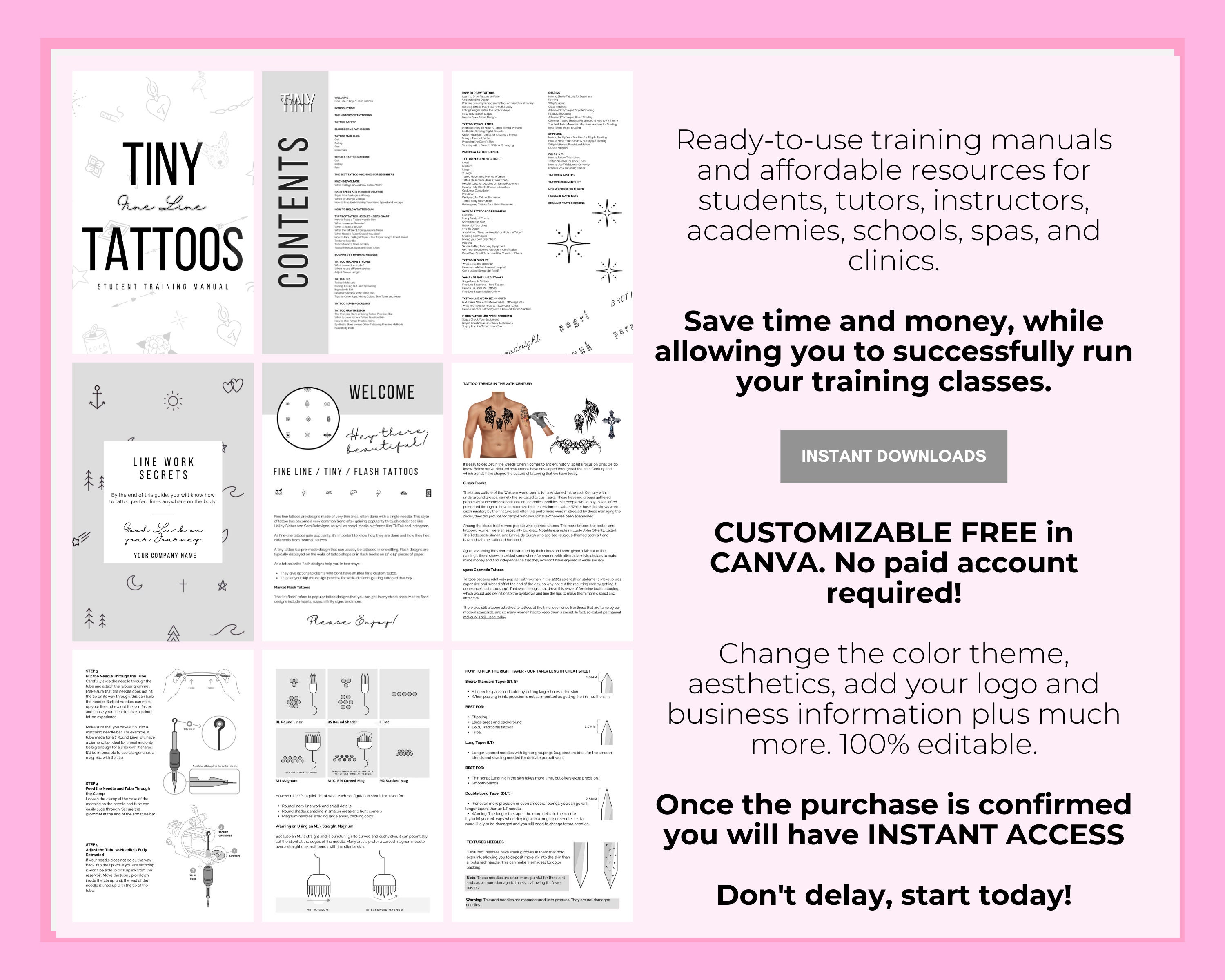 Tiny Tattoo Manual, Fine Line Tattoo Training Guide, Student Training ...
