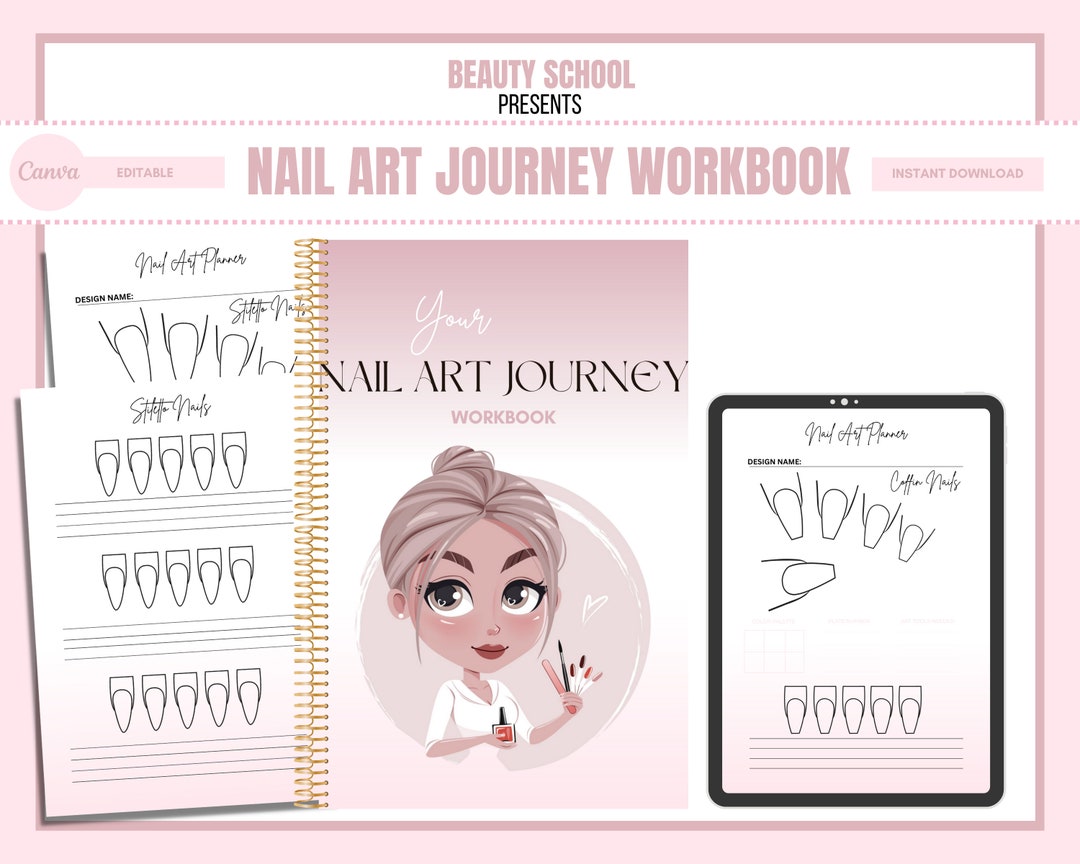 Nail Art Journey Workbook, Nail Artist, Editable Guide, Nail Techs ...