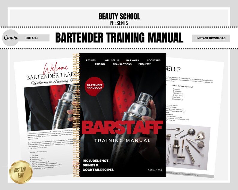 Bartender Training Manual, Bar Staff, Standard Operating Procedures for ...