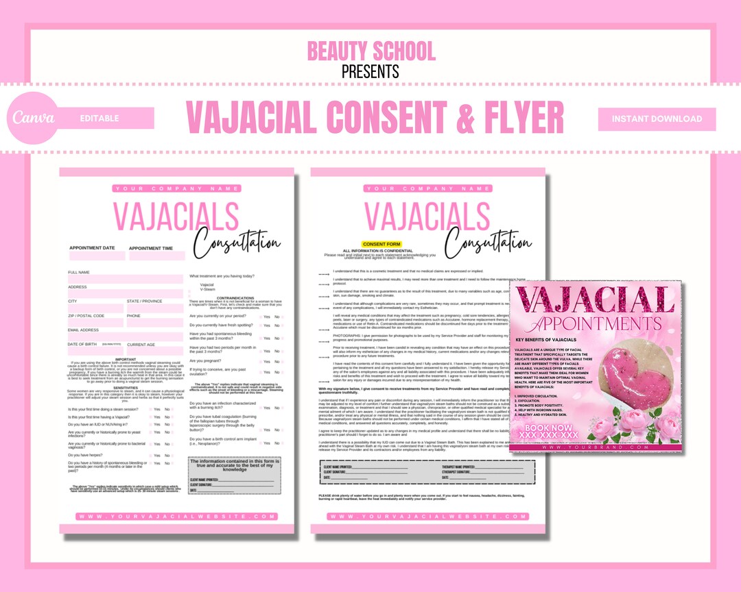 Vajacial Consent Forms, Vajacial Flyer, Vajacial Consultation, Instant ...
