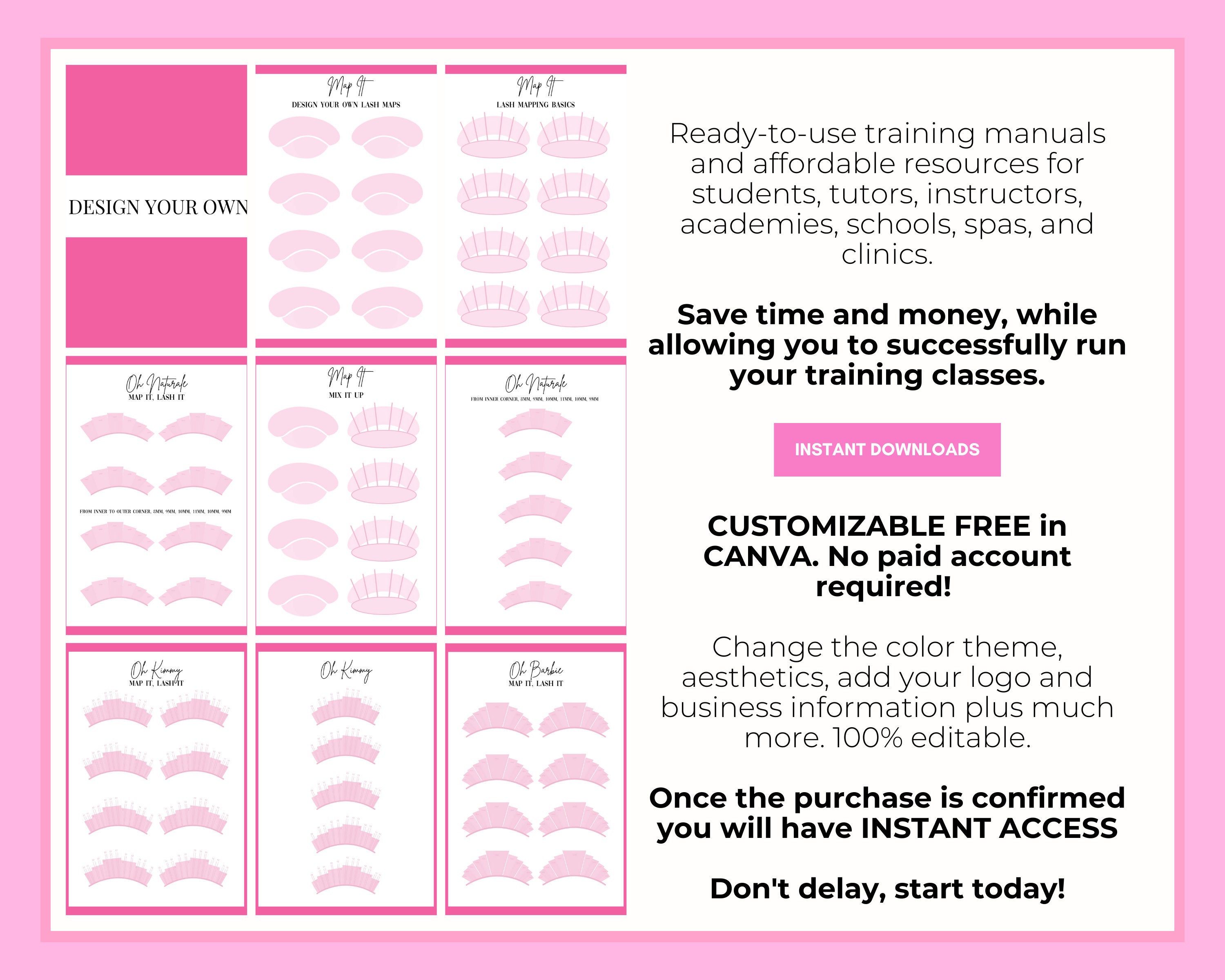 Lash Mapping Workbook, Lash Mapping Forms, Eyelash Extensions Practice ...