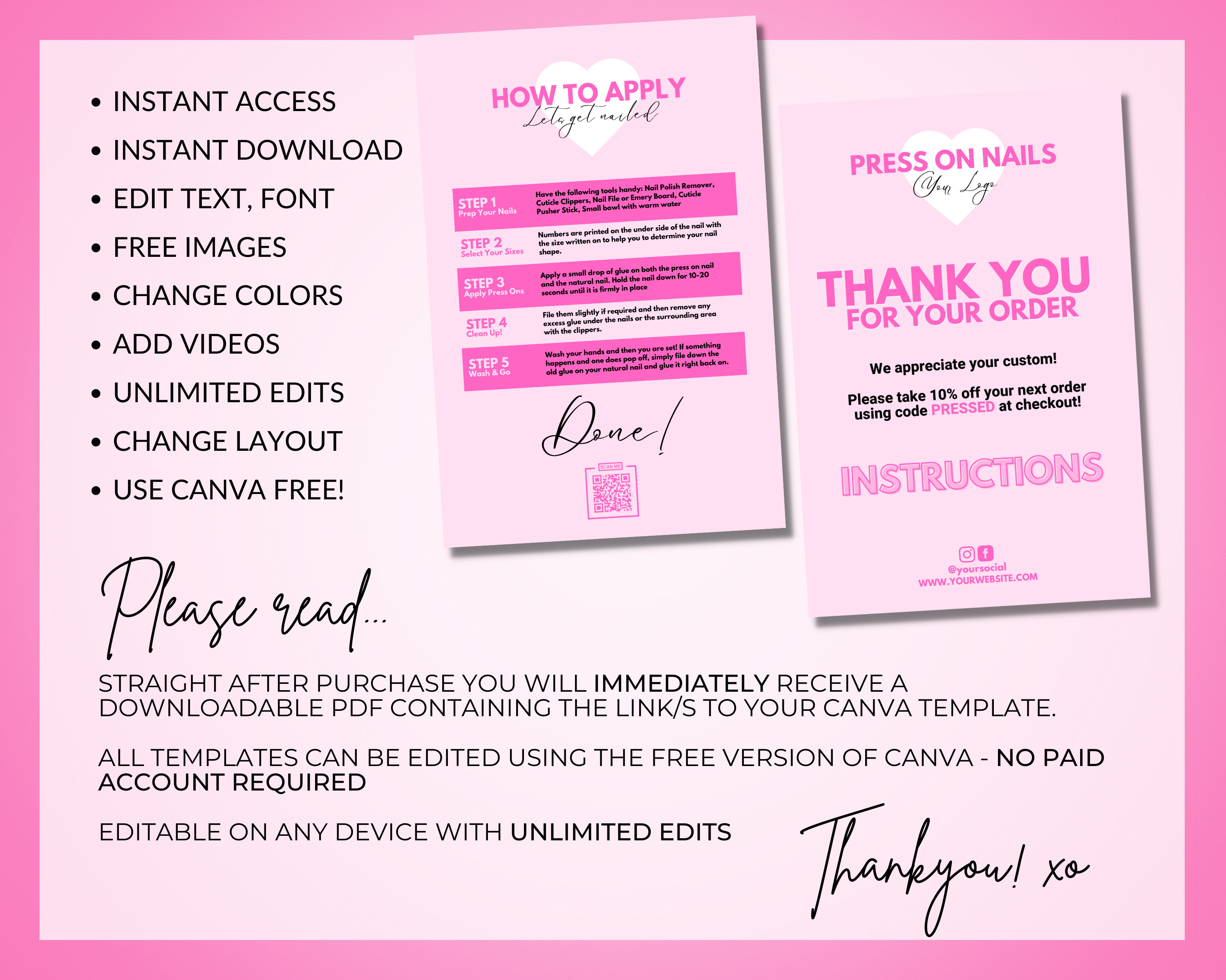 How to Apply Press on Nails Instructions, Press on Nails Guide, Press ...