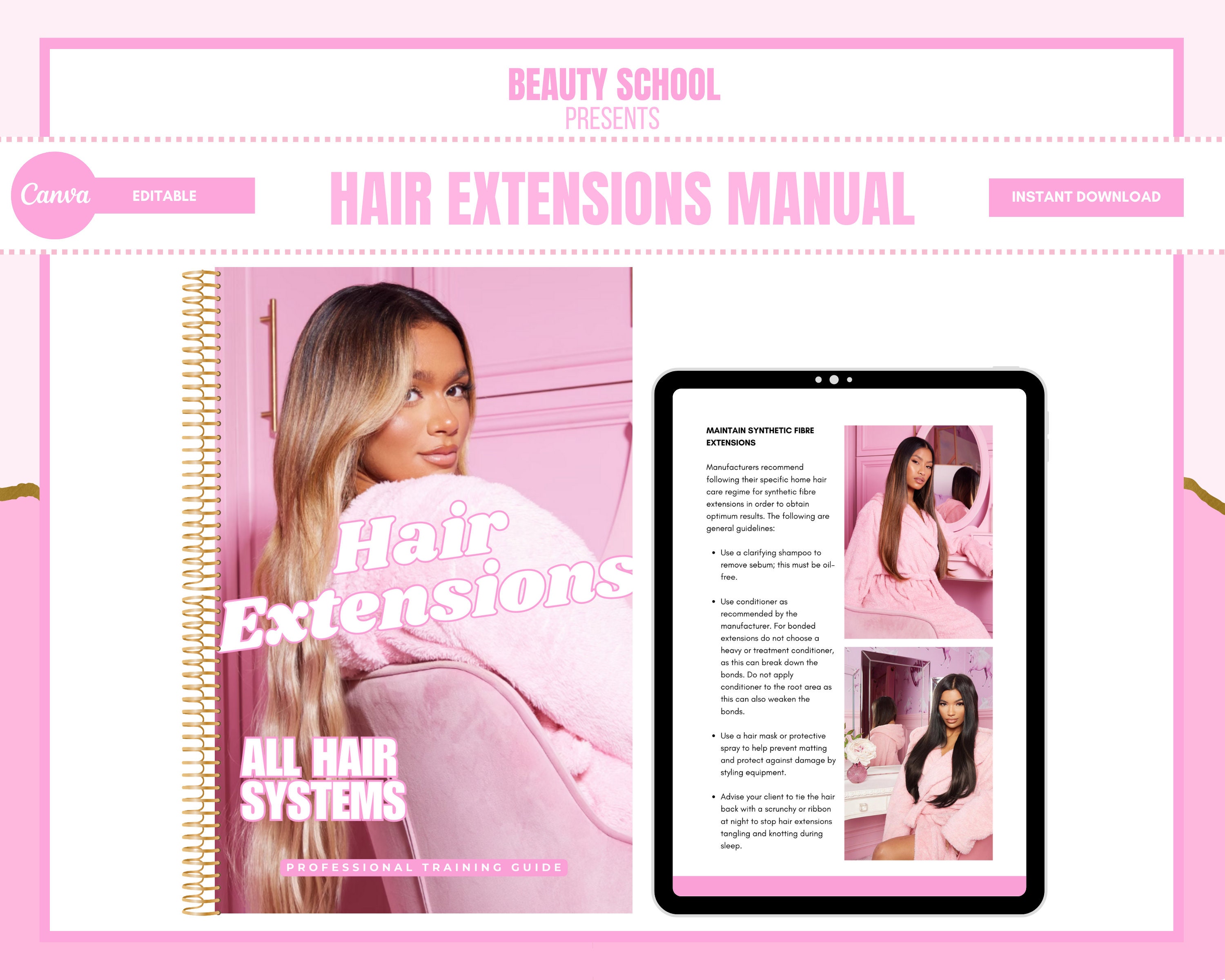 Hair Extensions & Braiding Training Manual, Editable in Canva (PDF ...