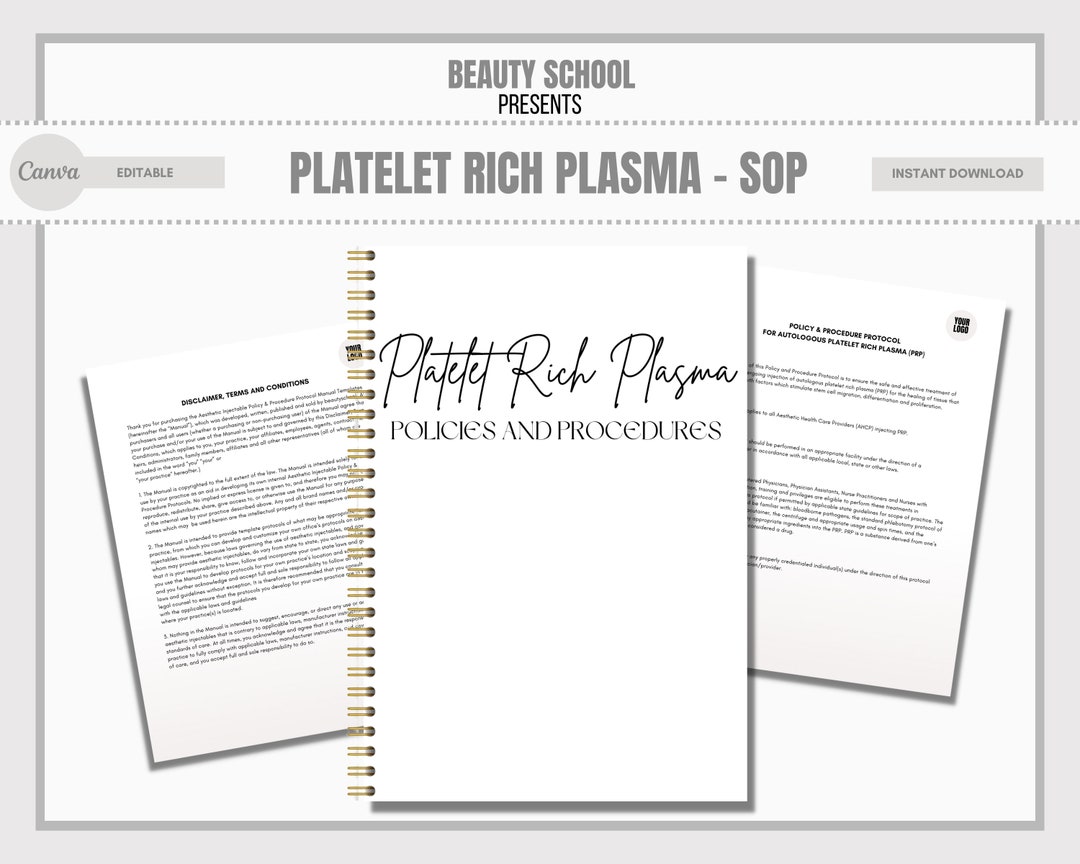 Platelet Rich Plasma Policies & Procedures, PRP, Vampire Facial, Policy Documents, SOP ...