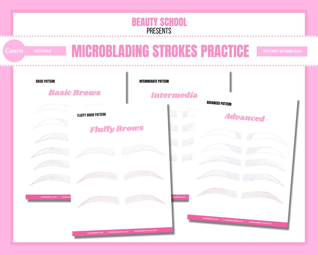 Microblading Hair Strokes Practices, PMU Practice Forms, Editable and ...
