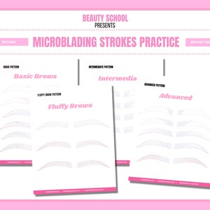 Microblading Hair Strokes Practices, PMU Practice Forms, Editable and ...