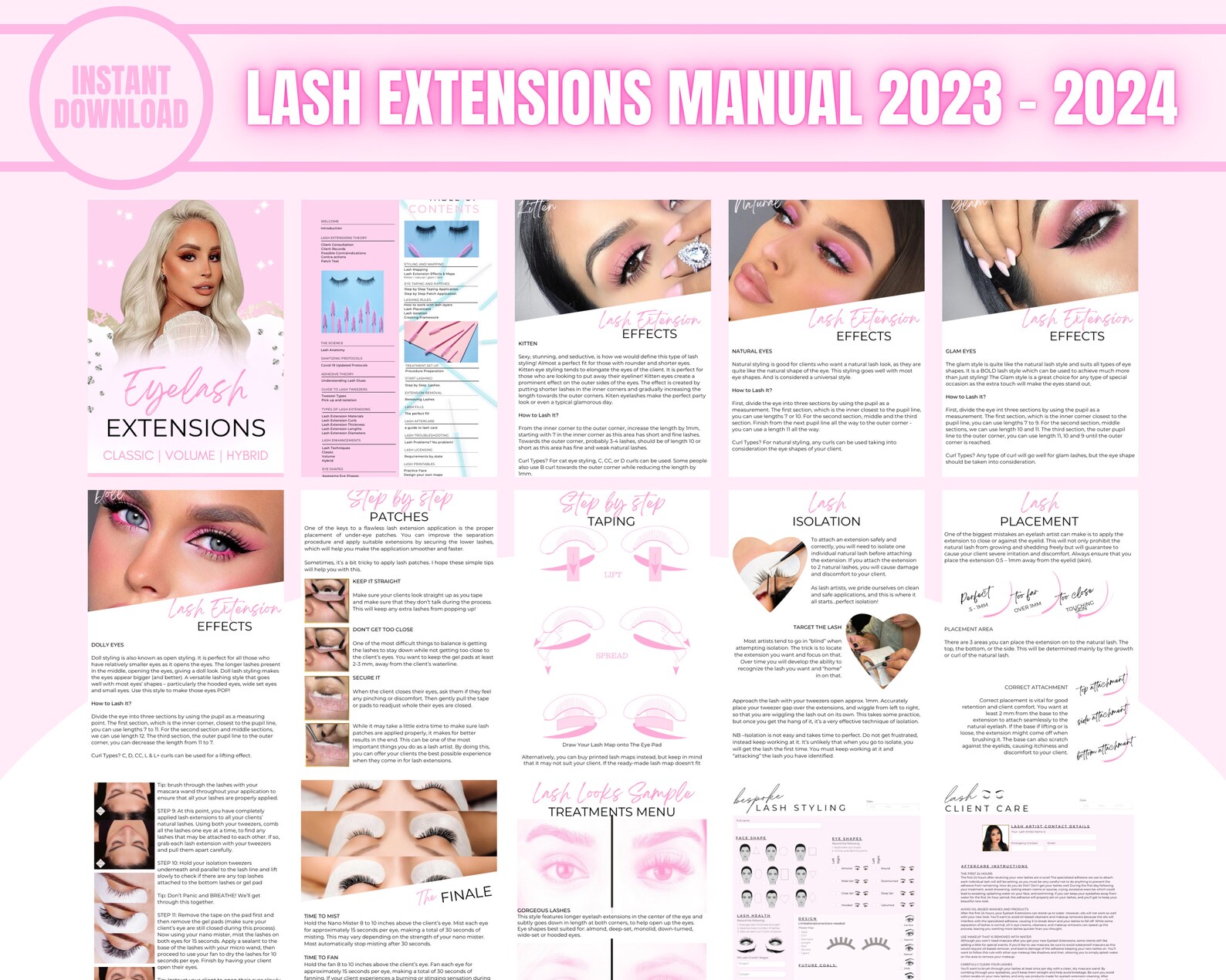 Lash Manual, Eyelash Training Manual, Classic, Volume, Hybrid, Lash ...