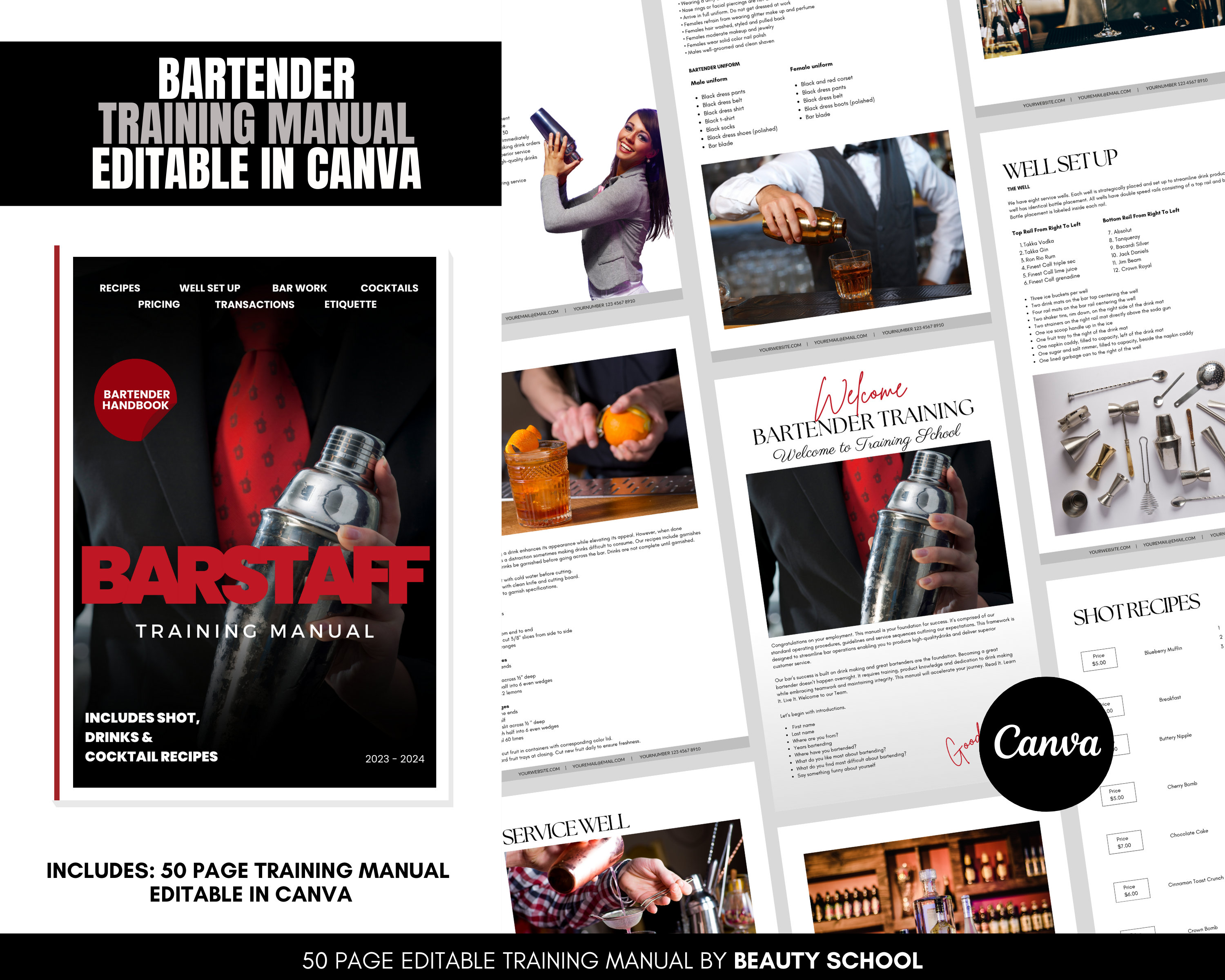 Bartender Training Manual, Bar Staff, Standard Operating Procedures for Employees, Employee ...