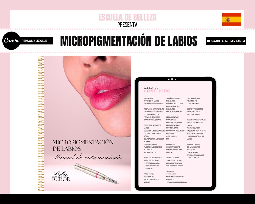 Spanish Lip Blush Training Manual, Lip Tattoo Training, Permanent ...