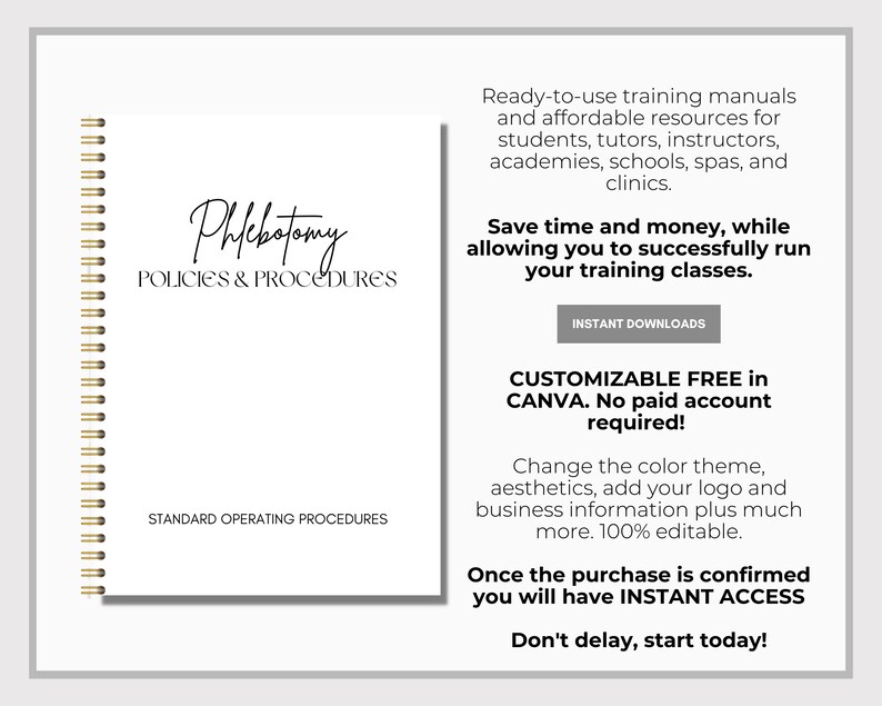 Phlebotomy, SOP Manual, Medspa Clinic Manuals, Phlebotomy Policy ...