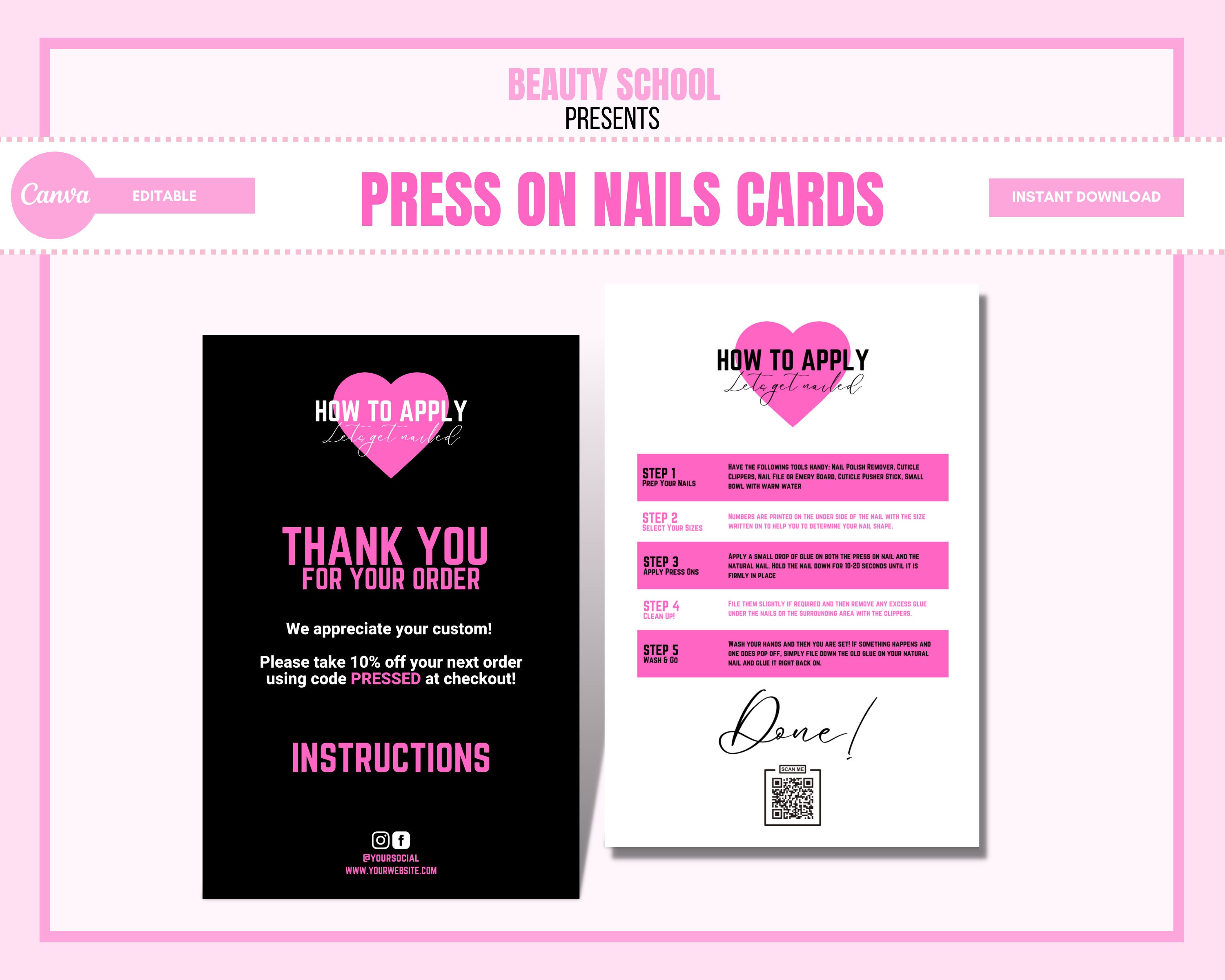 How to Apply Press on Nails Instructions, Press on Nails Guide, Press ...