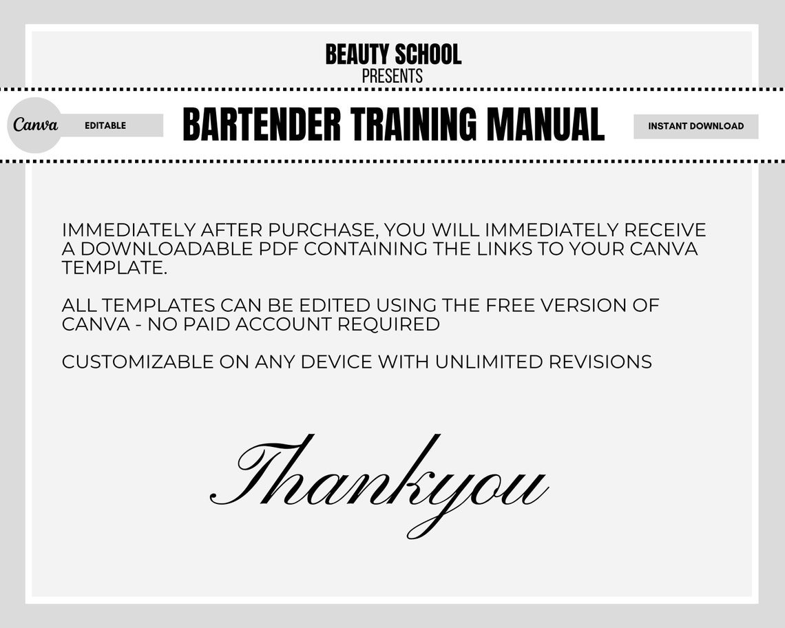 Bartender Training Manual, Bar Staff, Standard Operating Procedures for ...