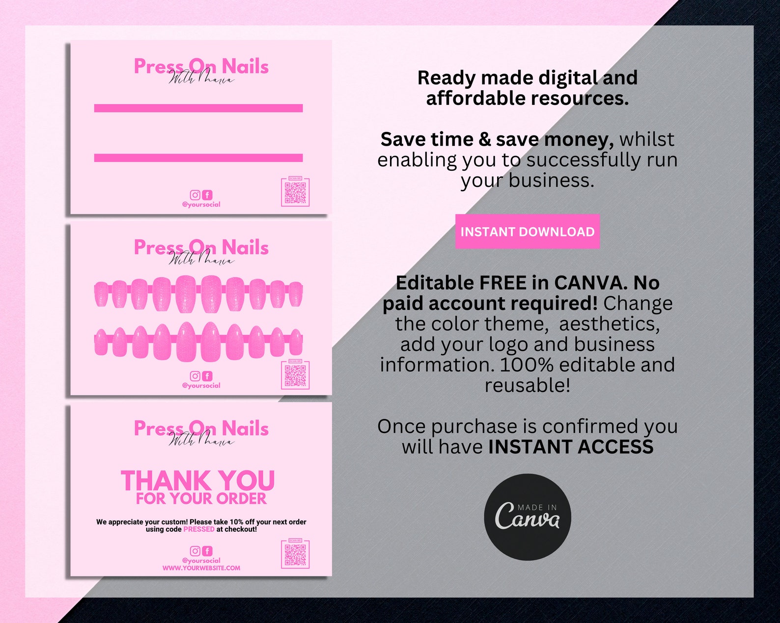 Press on Nails, Press on Nails Card Template, Stick the Nails on the ...