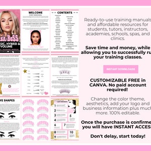 Eyelash Lash Manual Custom, Editable Training Manual, Classic, Volume ...