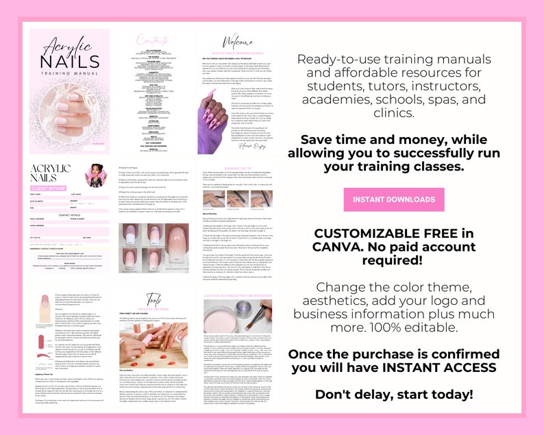 Acrylic Nails Manual, Nail Extensions Training Guide, Acrylic Nail Course, Ratio Practice ...