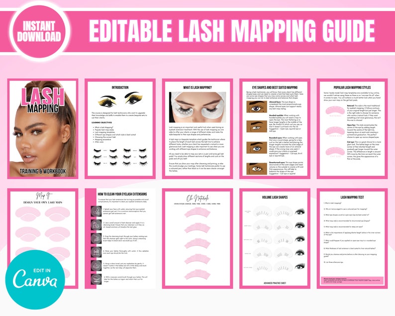 Lash Mapping Workbook, Lash Mapping Forms, Eyelash Extensions Practice ...
