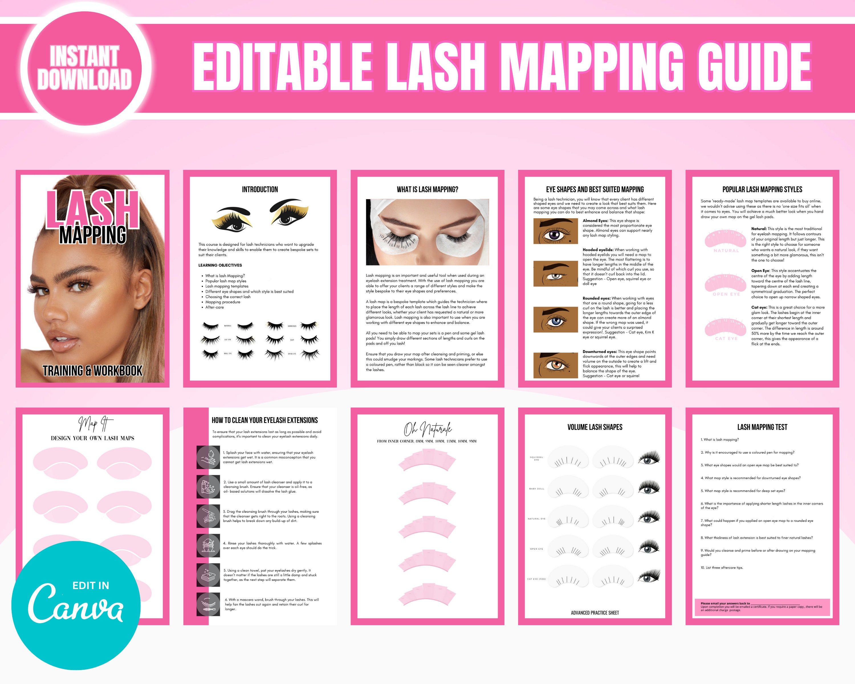 Lash Mapping Workbook, Lash Mapping Forms, Eyelash Extensions Practice ...
