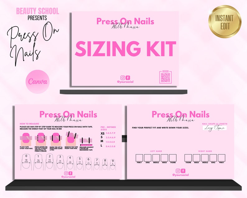 Press on Nail Sizing Kit, Press on Nails Chart Card, Press on Nails ...