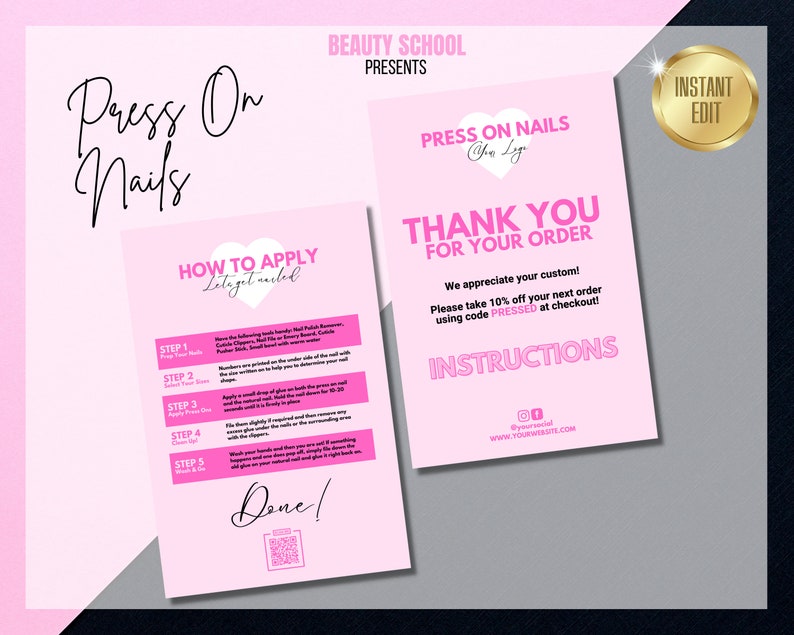 How to Apply Press on Nails Instructions, Press on Nails Guide, Press ...