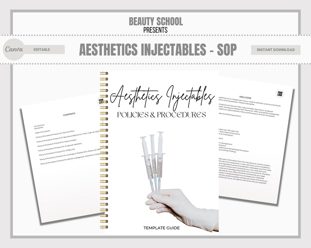 Aesthetics Injectables Policies & Procedures Manual, SOP, Medspa ...