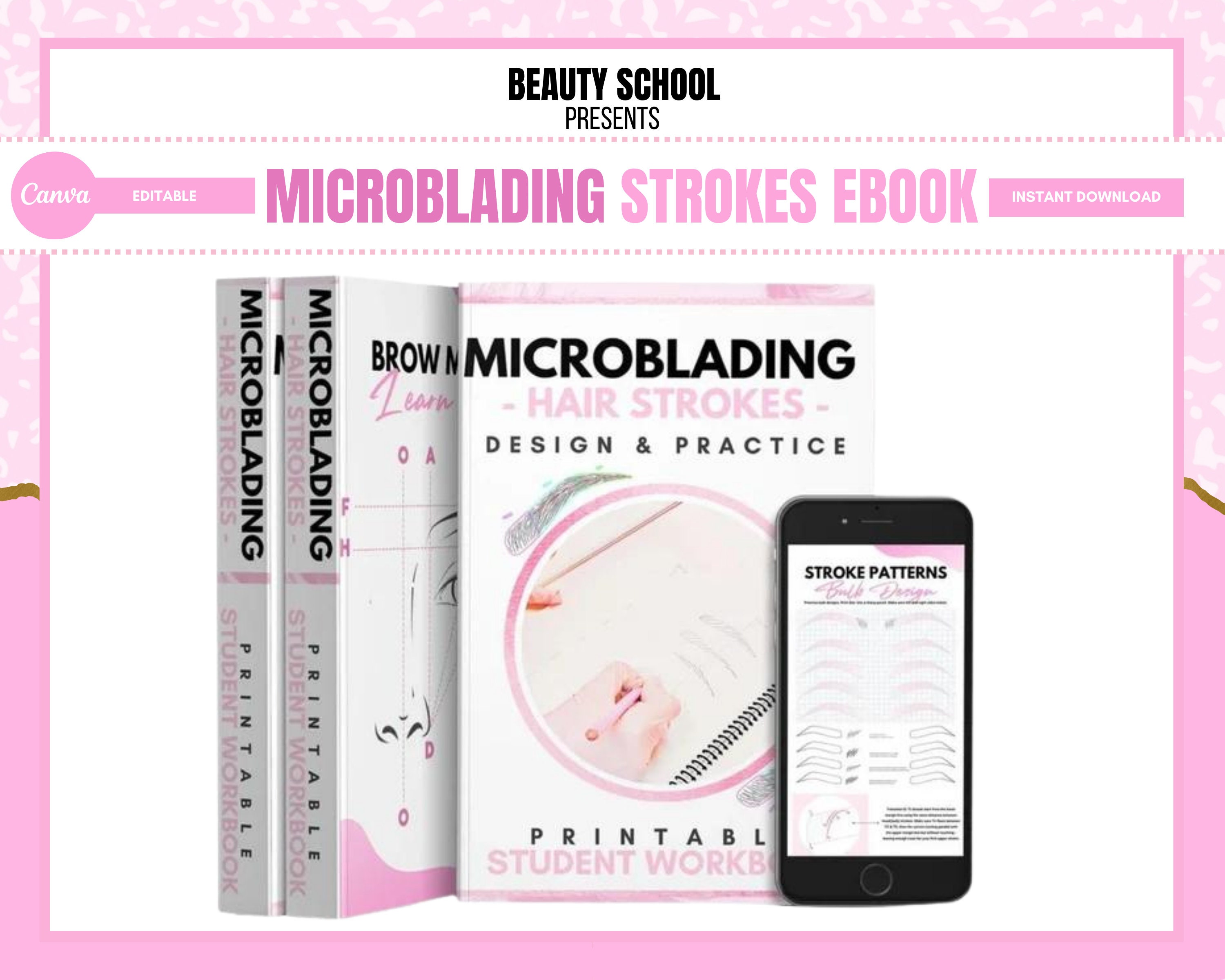 Microblading Strokes Practice, Brow Hair, Transition Patterns, Student Workbook, Brow Design ...