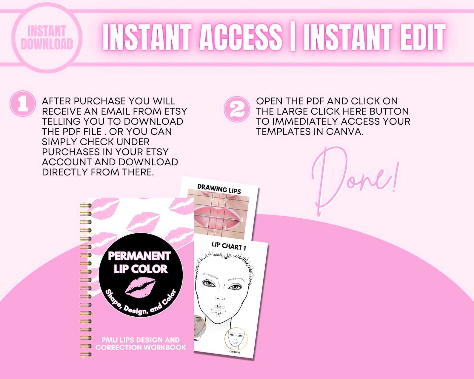 Editable Lip Blush Practice Workbook, Lip Mapping Training, PMU Lip ...